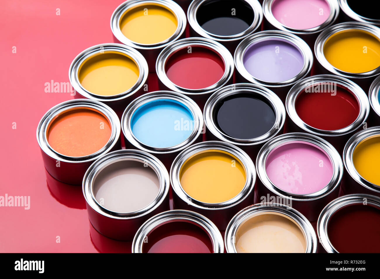 Colorful paint cans set Stock Photo - Alamy