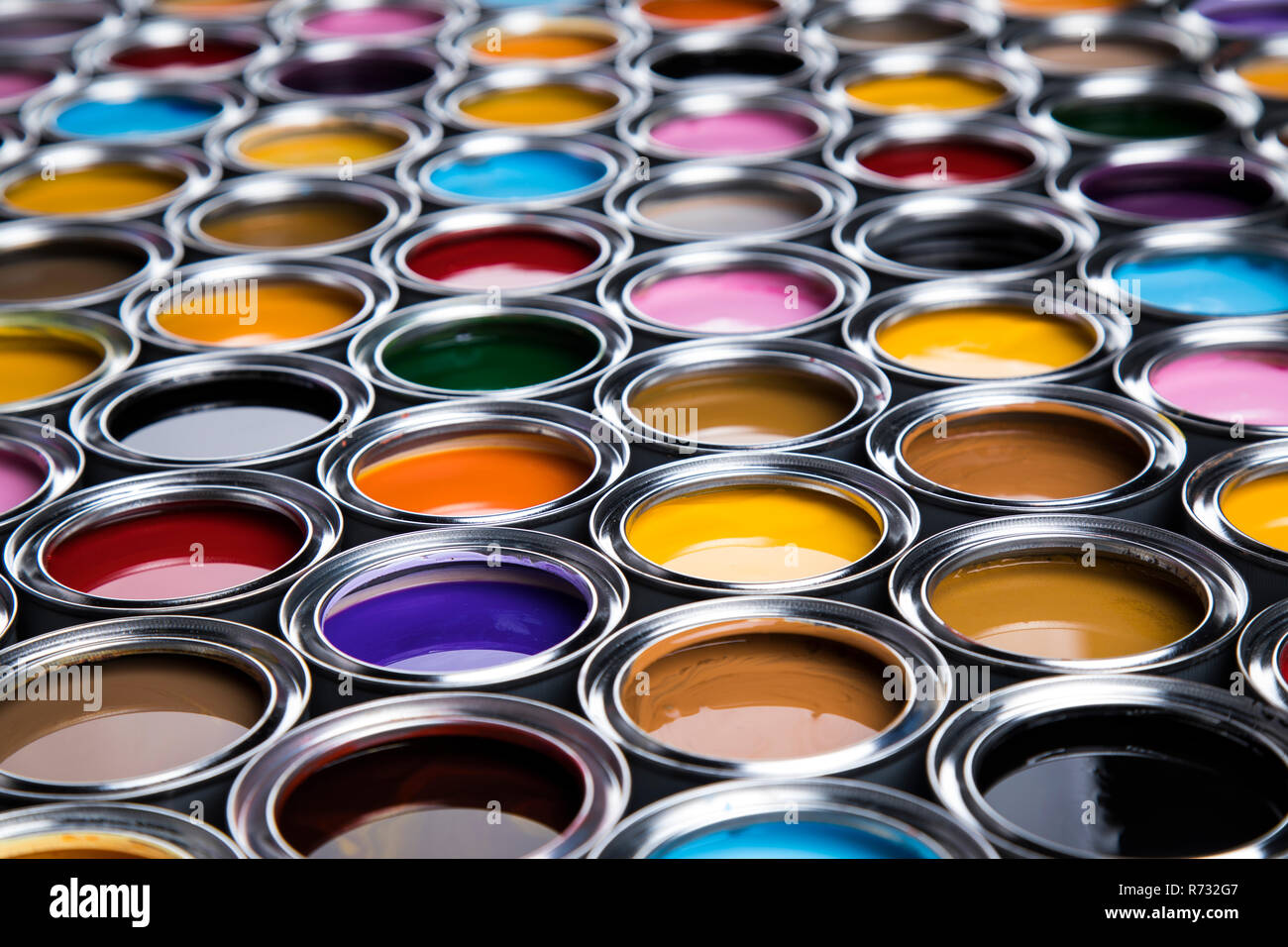 Colorful paint cans set Stock Photo - Alamy
