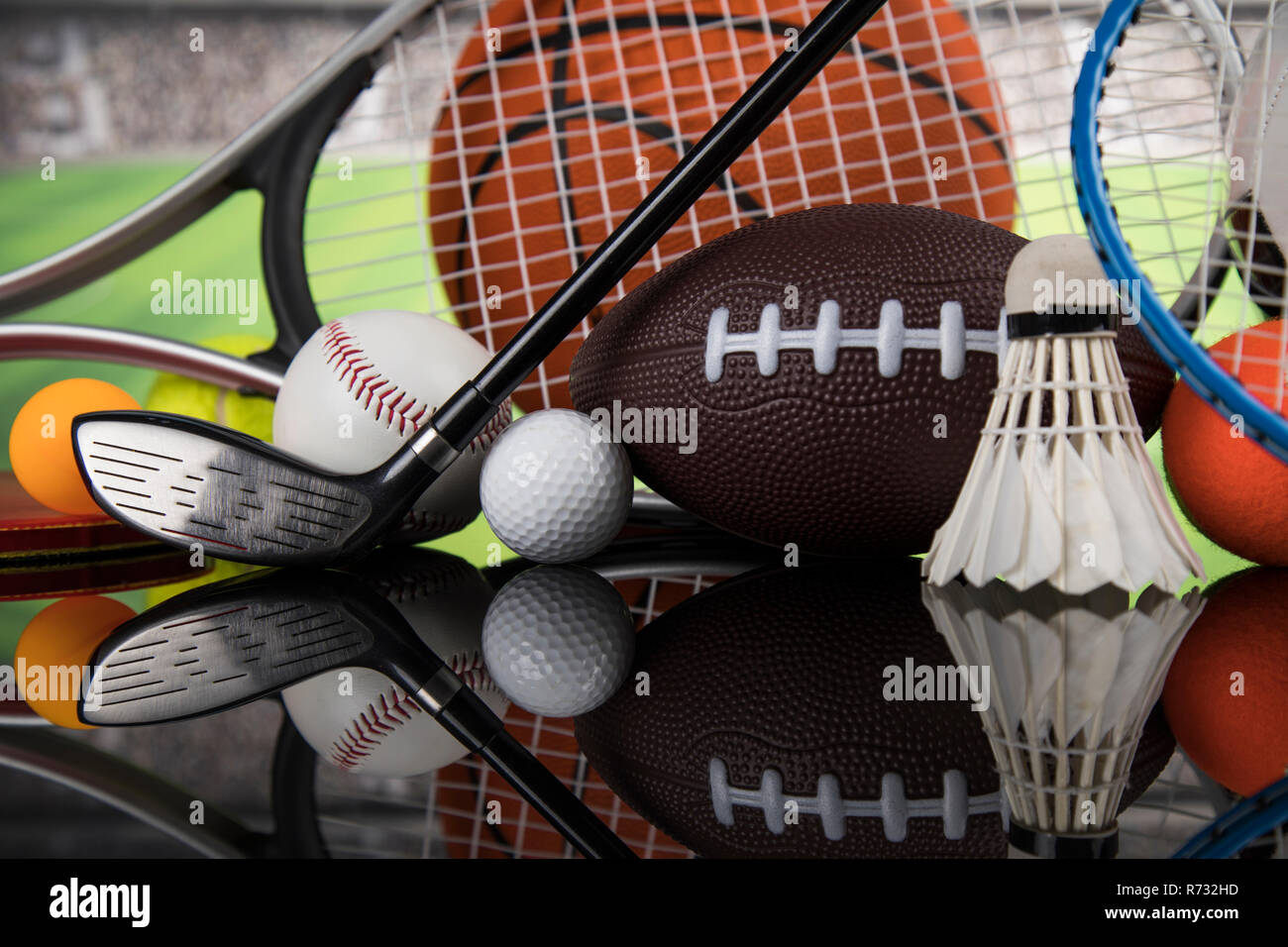 Sport equipment and balls Stock Photo - Alamy
