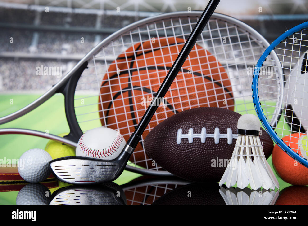 Group of sports equipment Stock Photo - Alamy