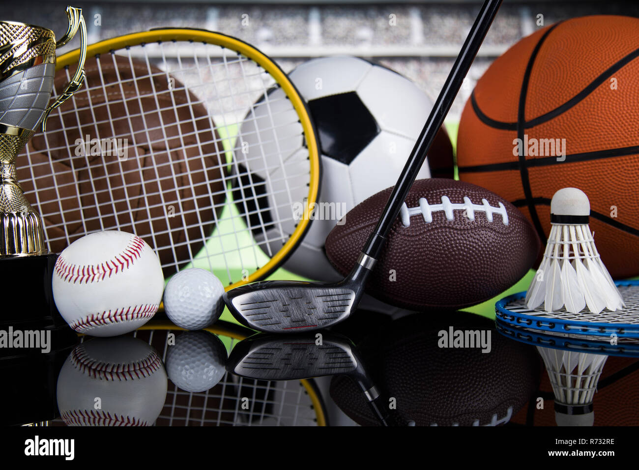 Group of sports equipment Stock Photo - Alamy