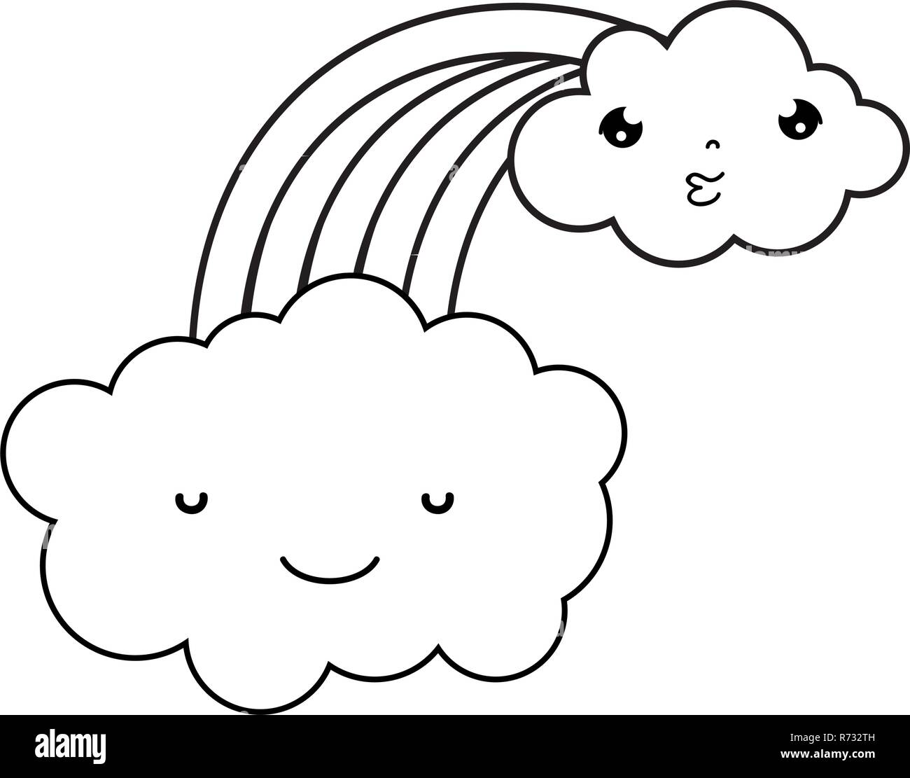 cute cloud with rainbow kawaii character Stock Vector Image & Art - Alamy