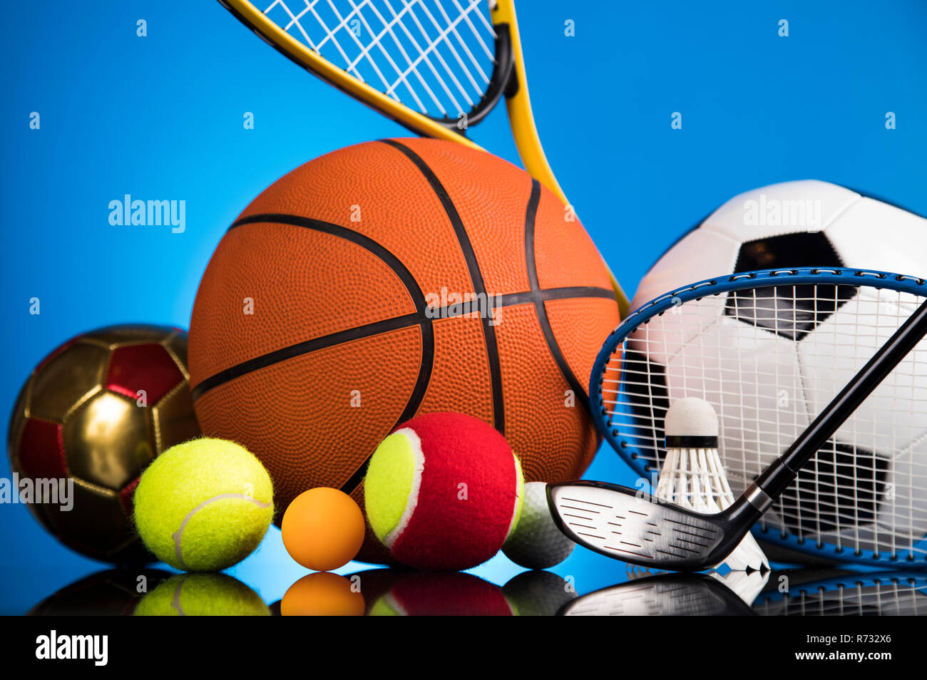 Sport equipment and balls Stock Photo - Alamy