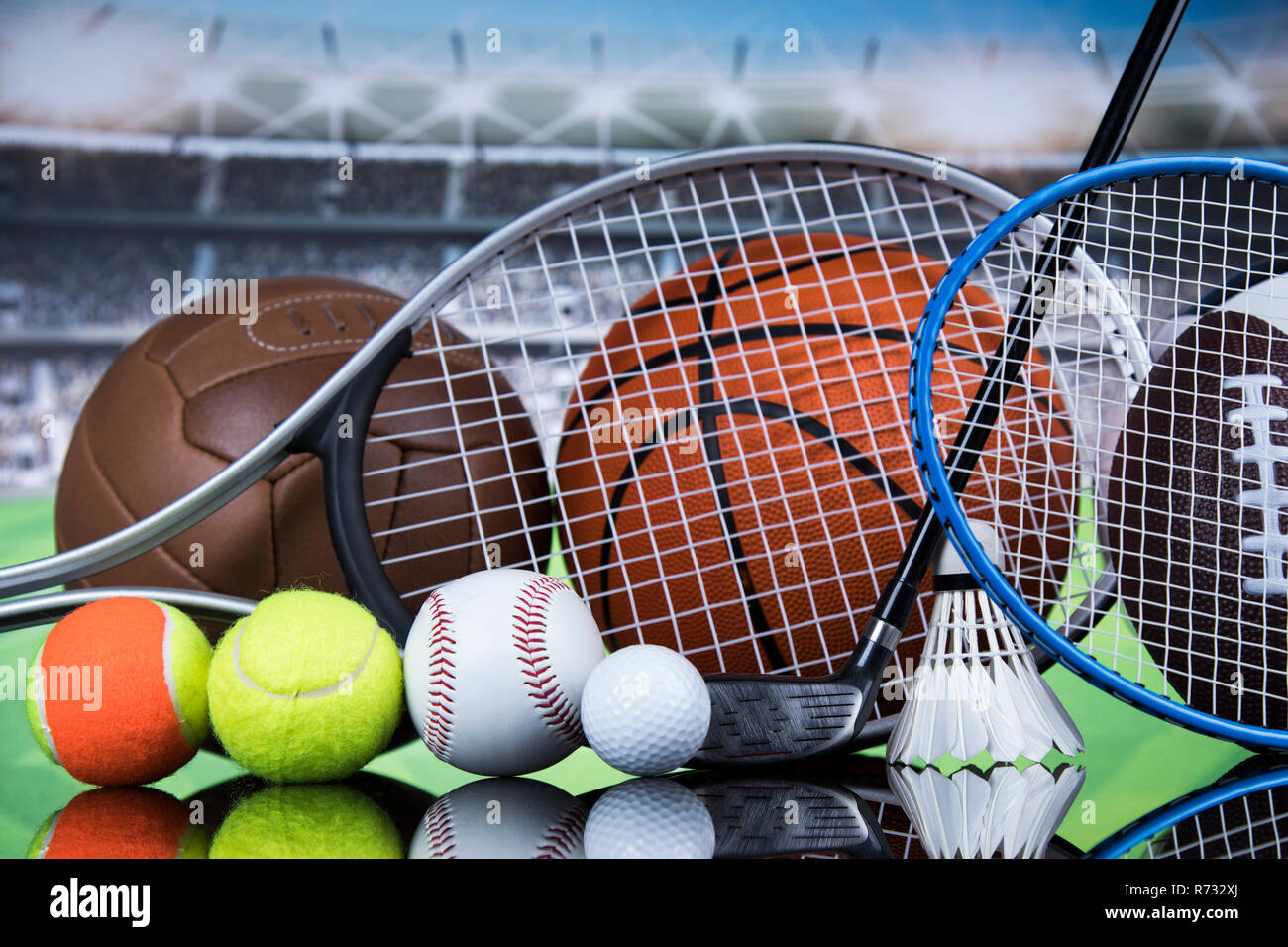 Group of sports equipment Stock Photo - Alamy