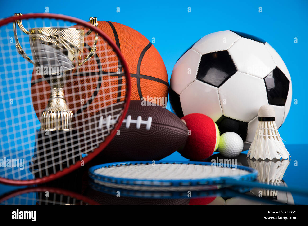 Group of sports equipment Stock Photo - Alamy