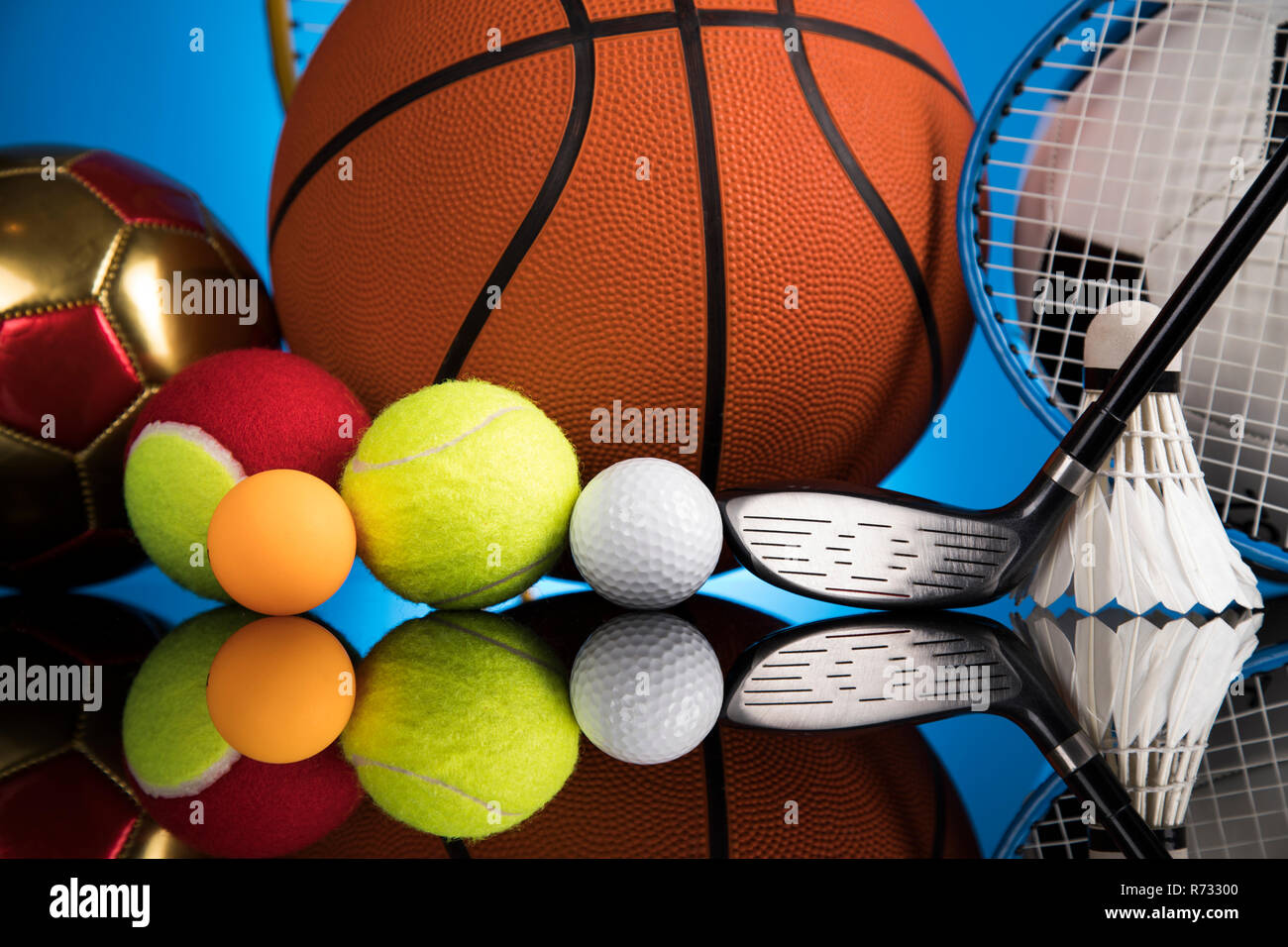 Group of sports equipment Stock Photo - Alamy