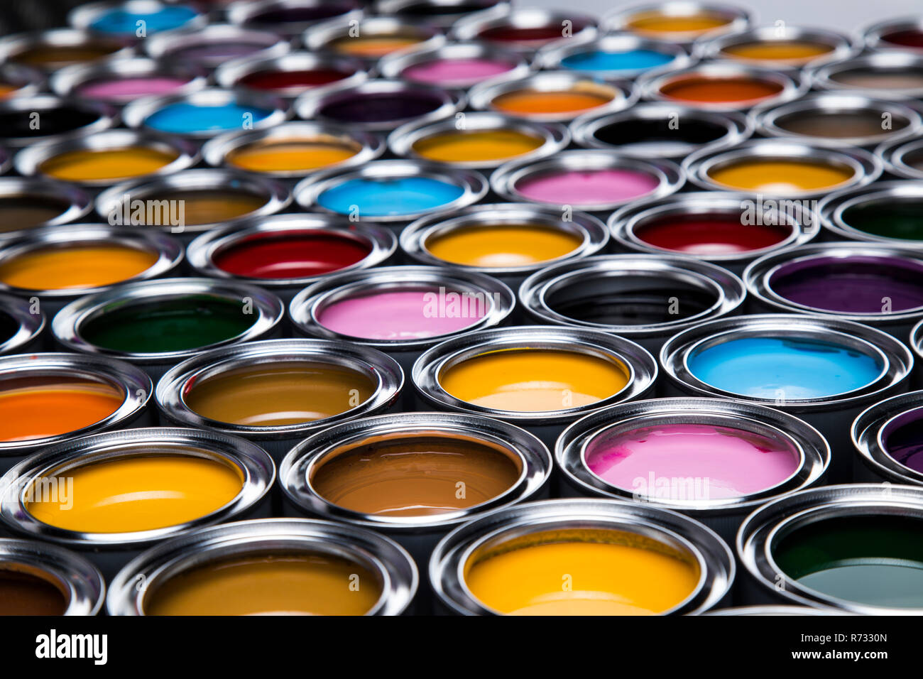 Background from multi color cans of paint Stock Photo - Alamy