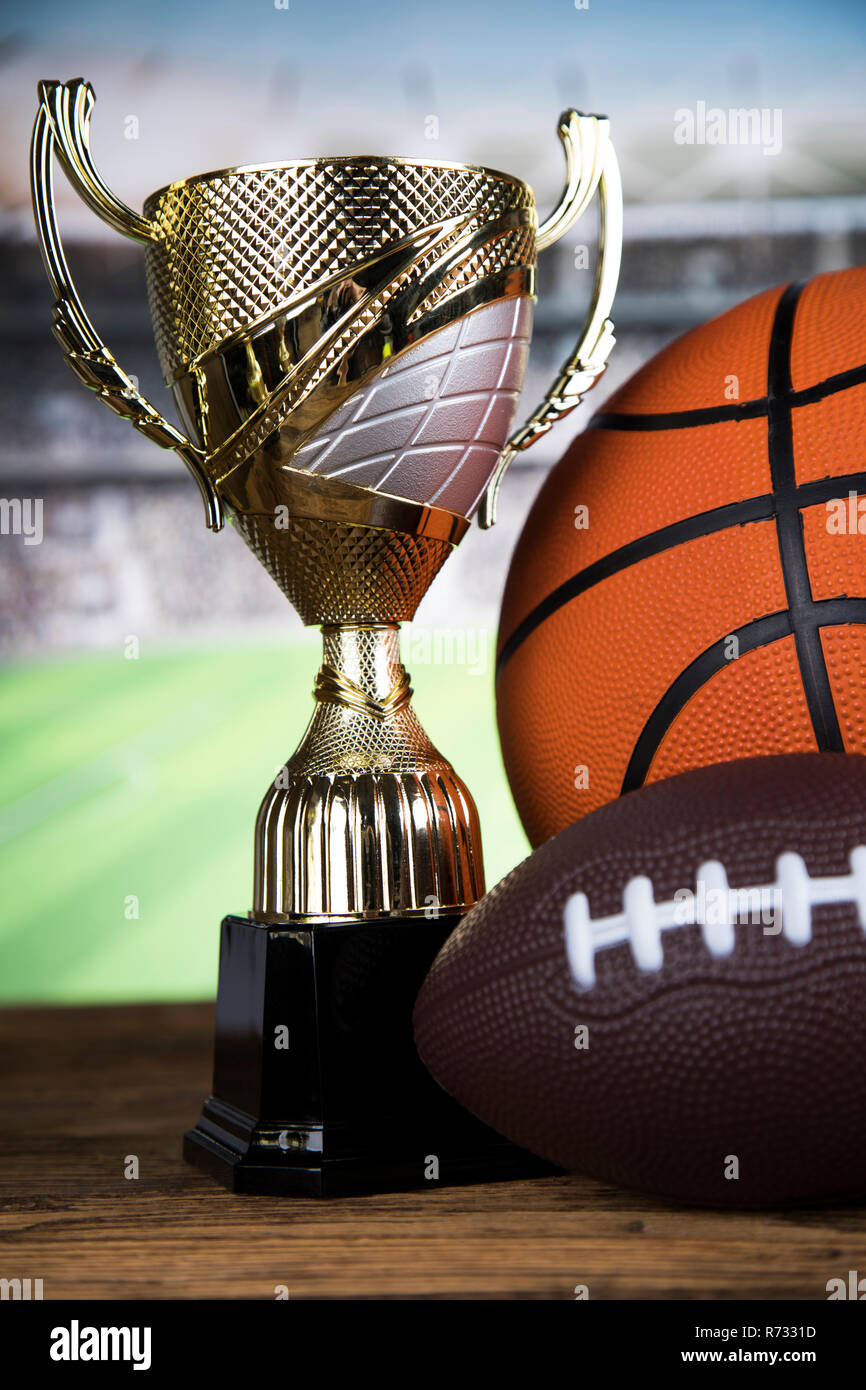 Trophy Winning, sport ball background Stock Photo - Alamy
