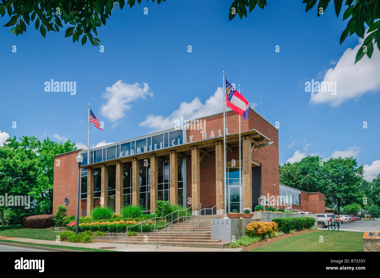Flags fly outside Chamblee City Hall in Chamblee, Georgia, June 10 ...