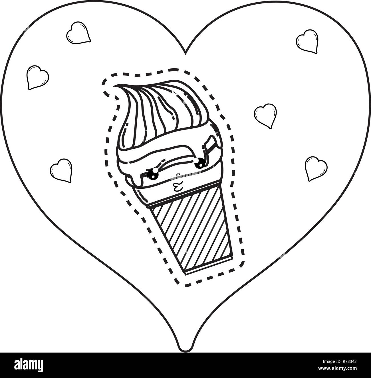 cute ice cream in heart kawaii character Stock Vector Image & Art - Alamy