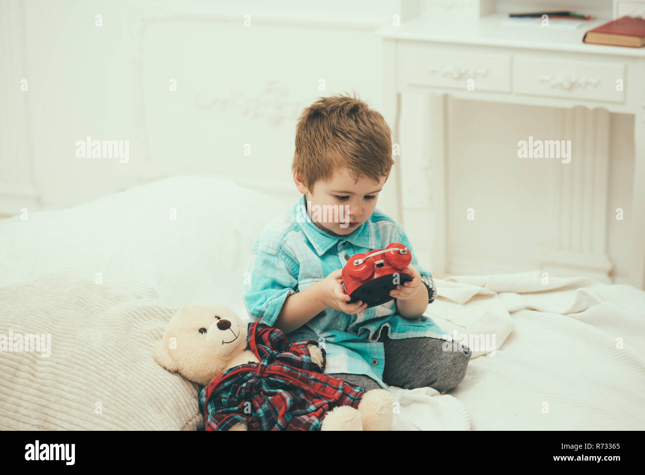 child play toys. little boy play at home. happy childhood. Care and ...