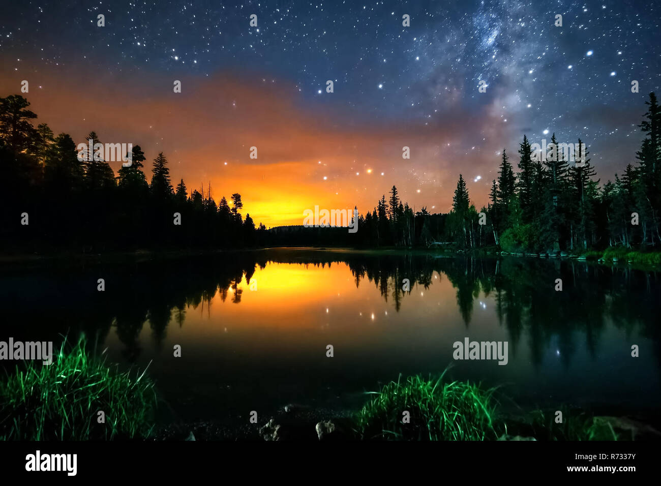 The starry sky, the milky way. Photo of long exposure. Night landscape ...