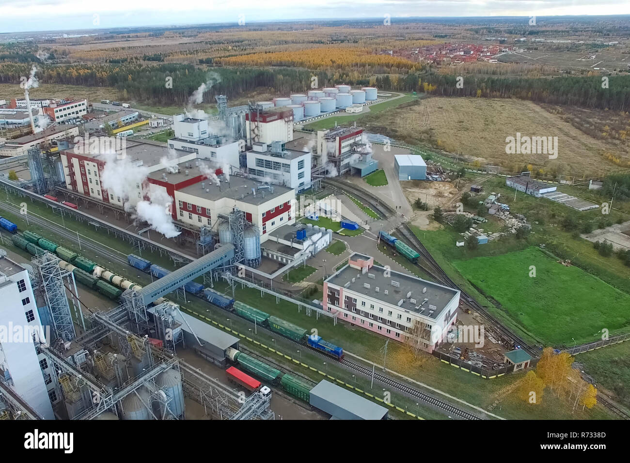 Fat plant. Factory for processing fat and oil. Food industrial ...