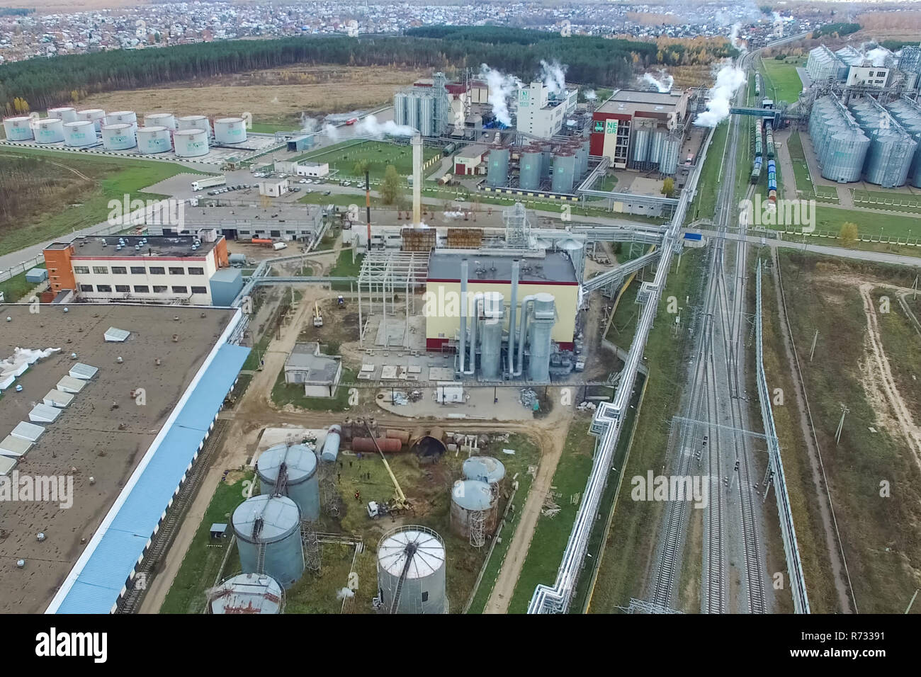 Fat plant. Factory for processing fat and oil. Food industrial ...