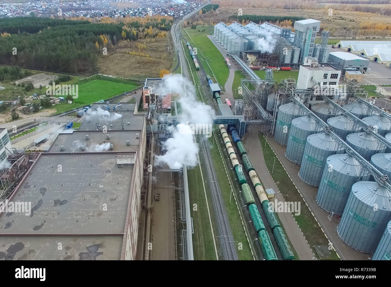 Fat plant. Factory for processing fat and oil. Food industrial ...