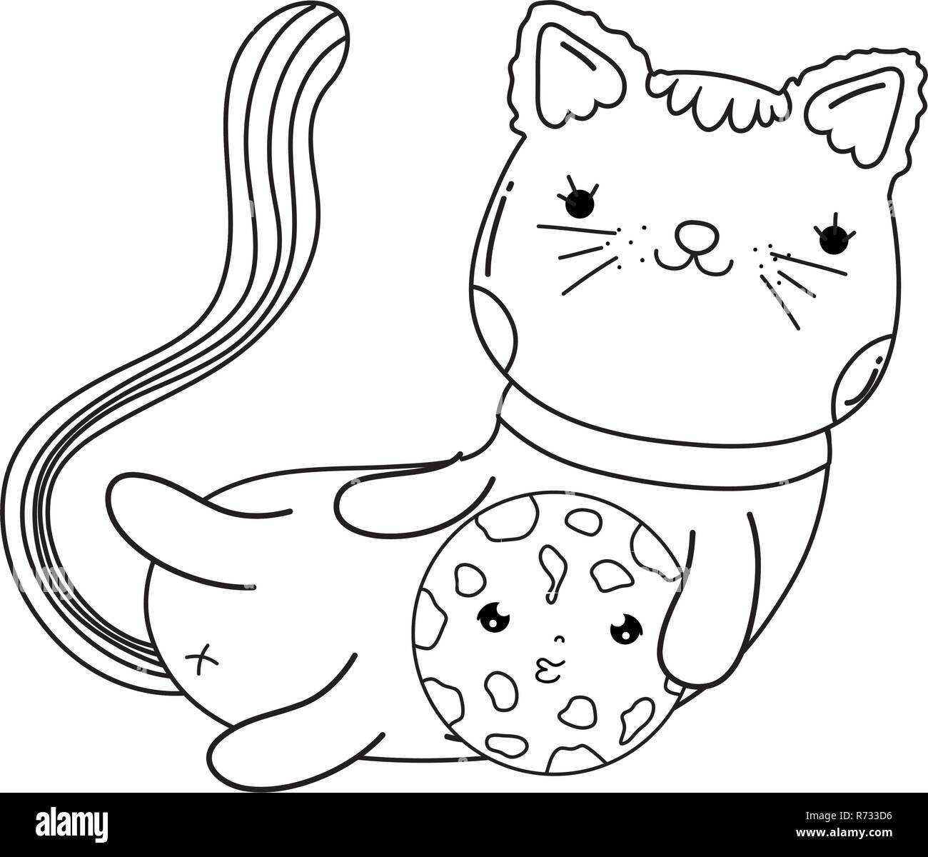 cute cat with cookie Stock Vector Image & Art - Alamy