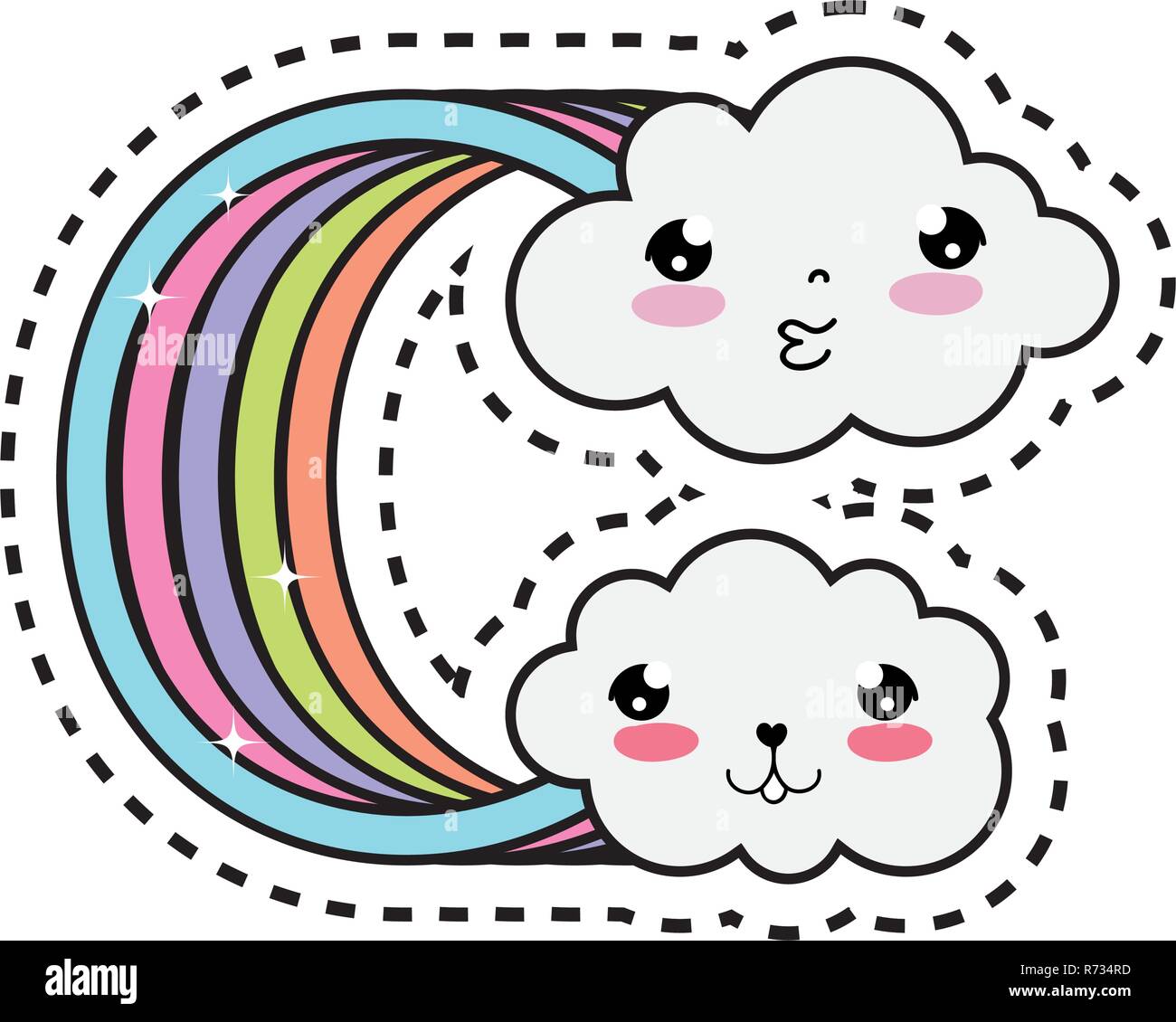 cute cloud with rainbow kawaii character Stock Vector Image & Art - Alamy