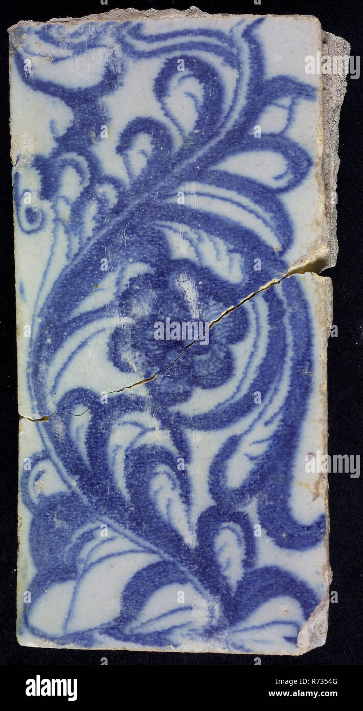 Border tile, garland, with six-leaf flower, border tile wall tile tile ...