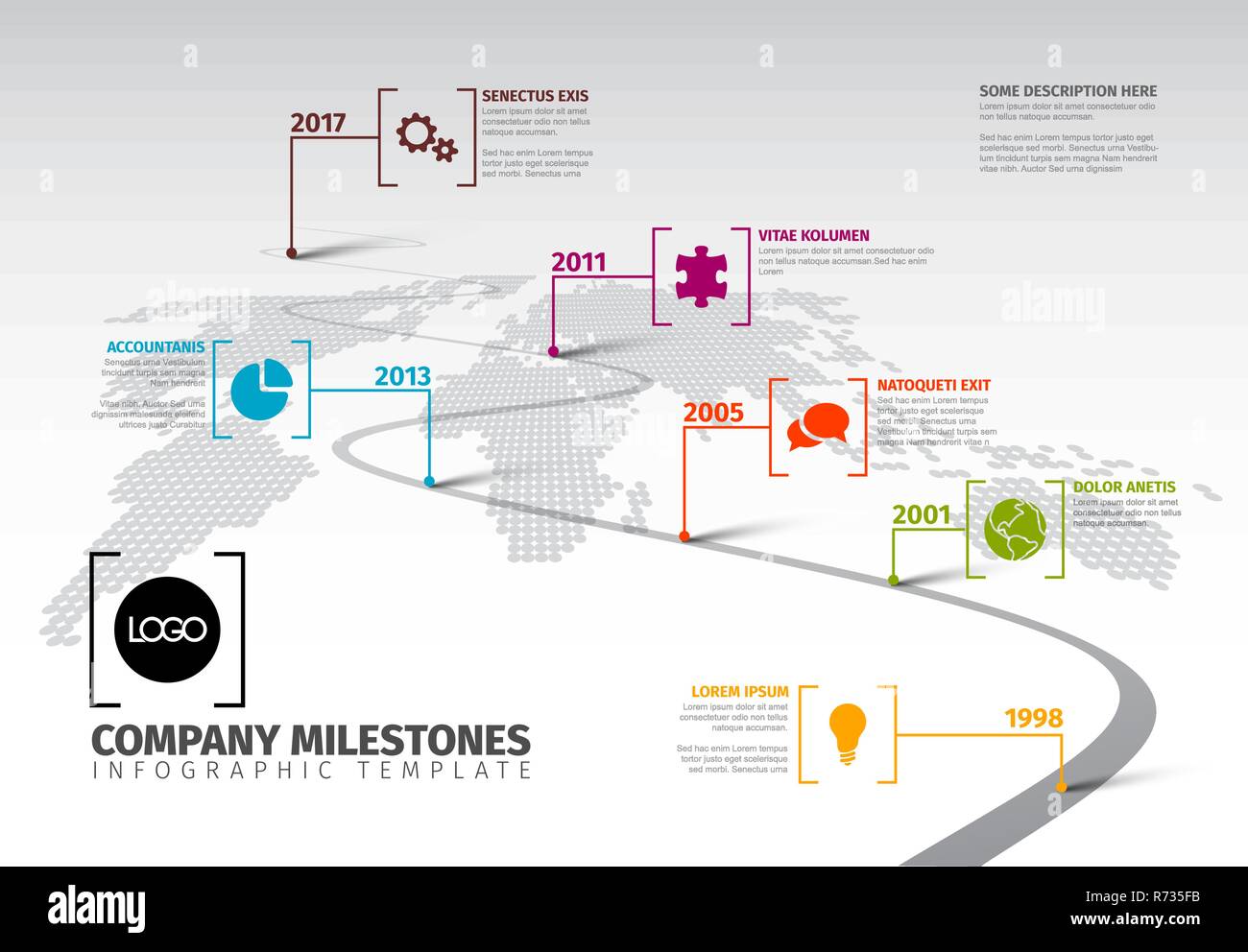 Vector Infographic Company Milestones Timeline Template with pointers ...