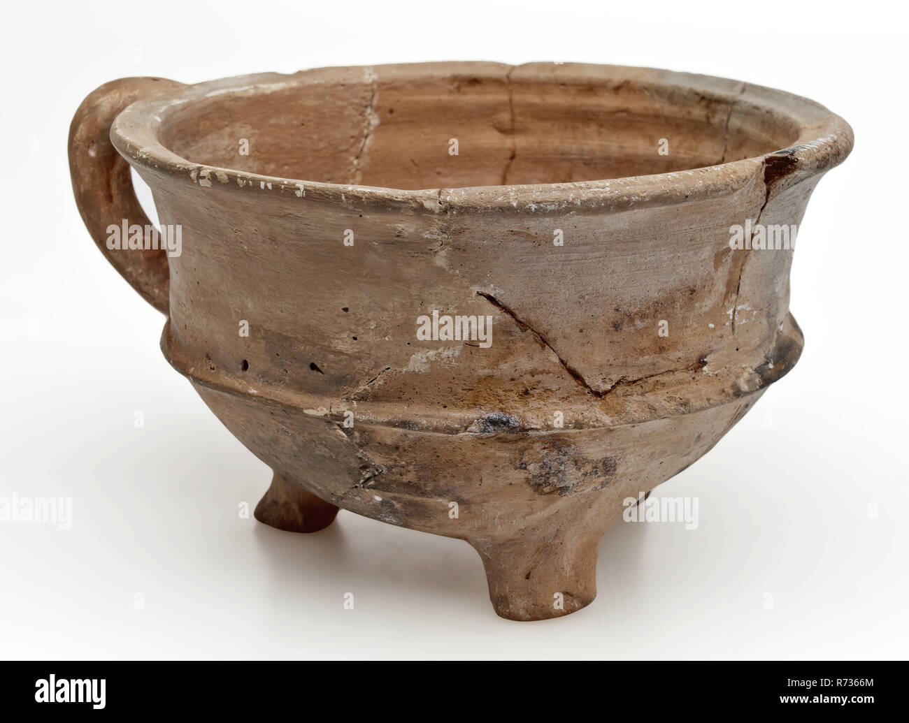 Pottery test on three legs, round model with standing sausage ear ...