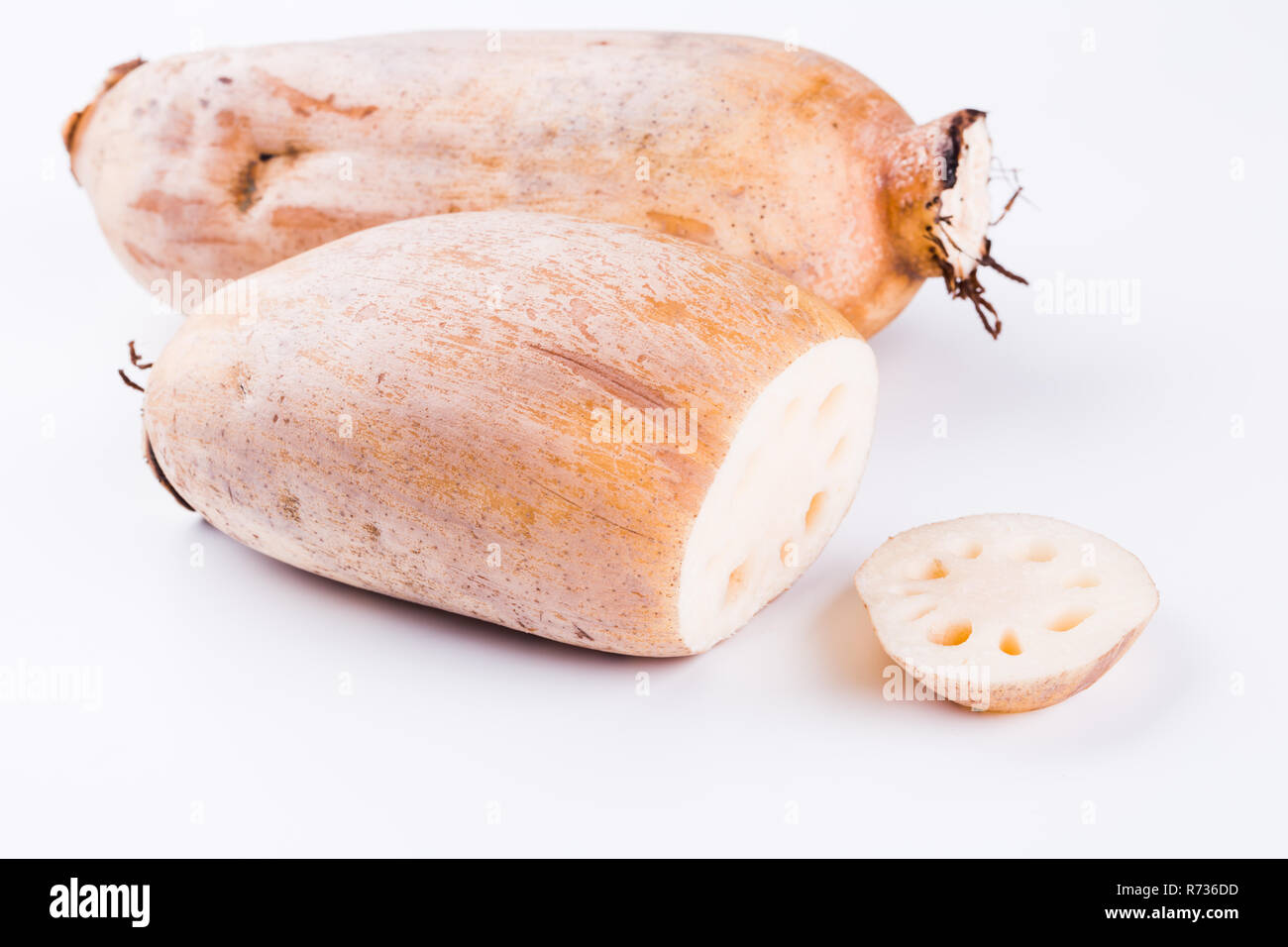 Lotus root on the white background. Natural and healthy food Stock ...