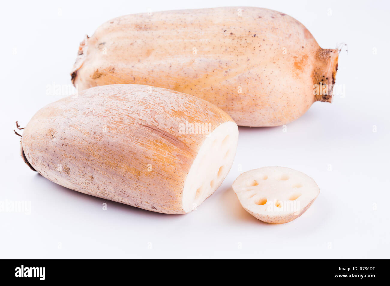Lotus root on the white background. Natural and healthy food Stock ...