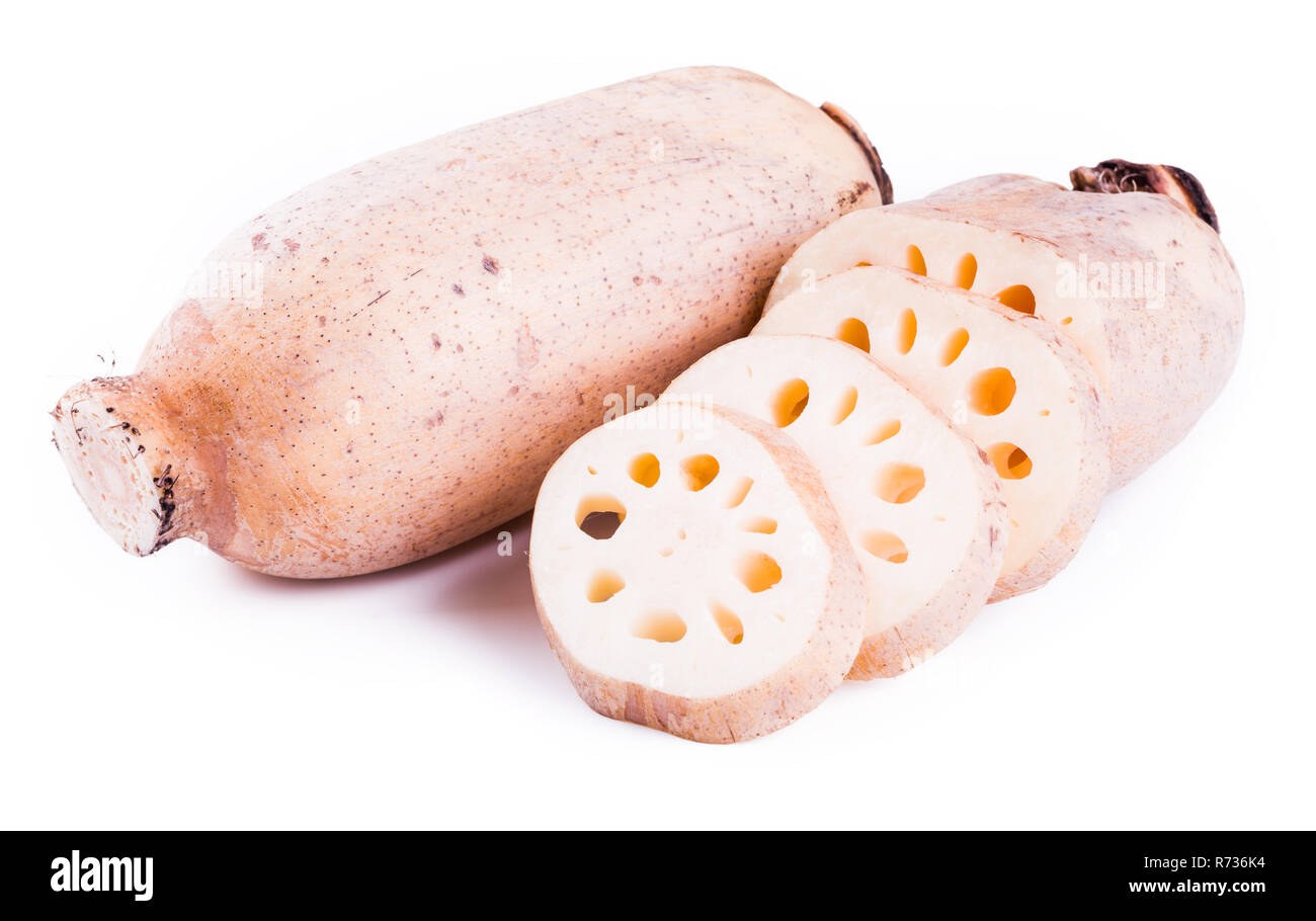 Lotus root on the white background. Natural and healthy food Stock ...