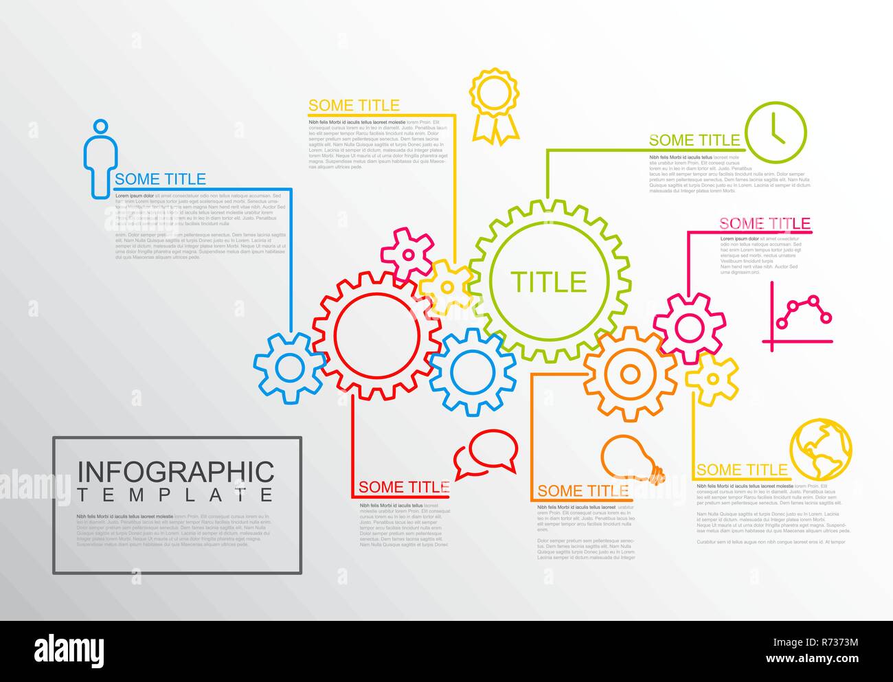 Vector Infographic report template made from lines and icons with gear wheels Stock Vector Image ...