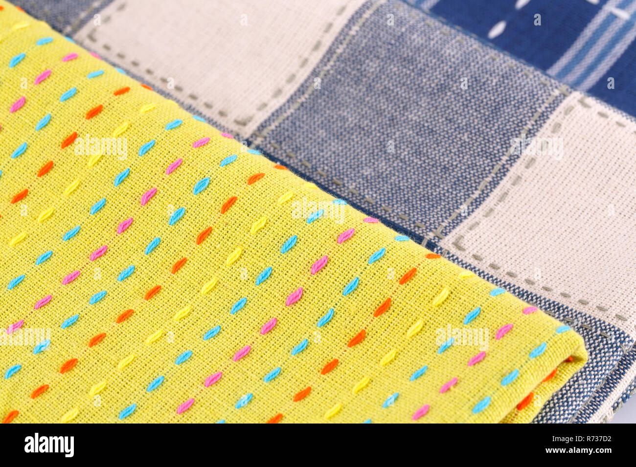 Colorful kitchen towels closeup picture Stock Photo - Alamy