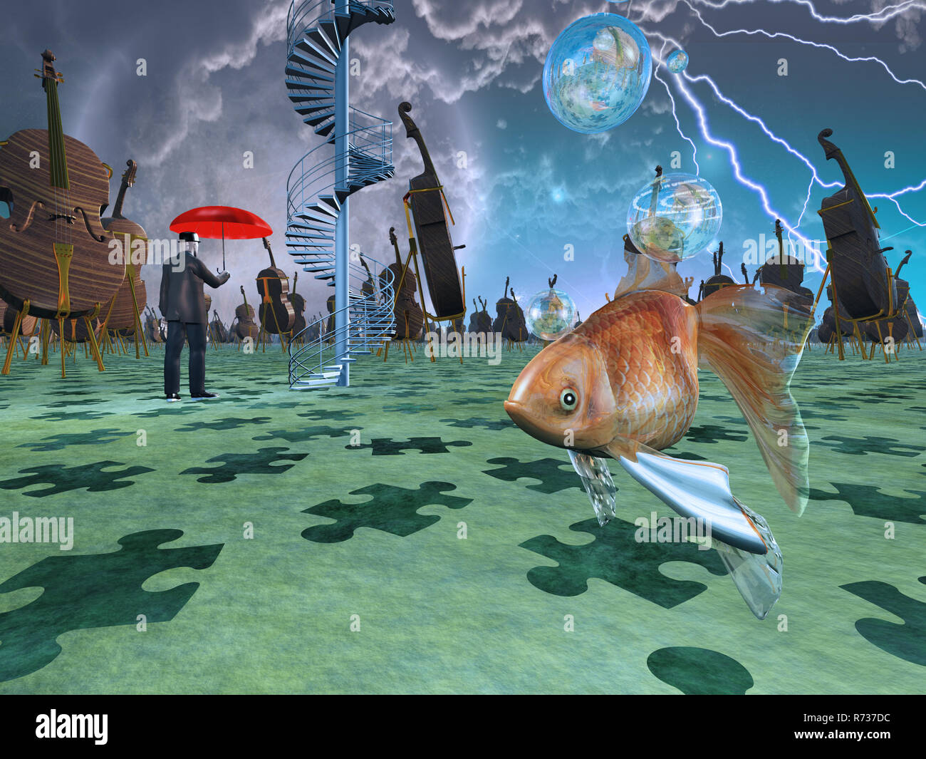 Imagination. Surreal scene with various eelements Stock Photo - Alamy