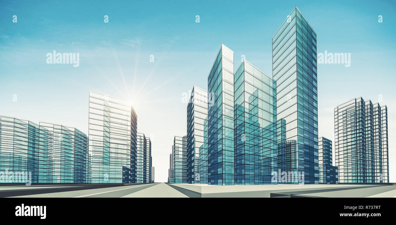 City scene 3d rendering Stock Photo - Alamy