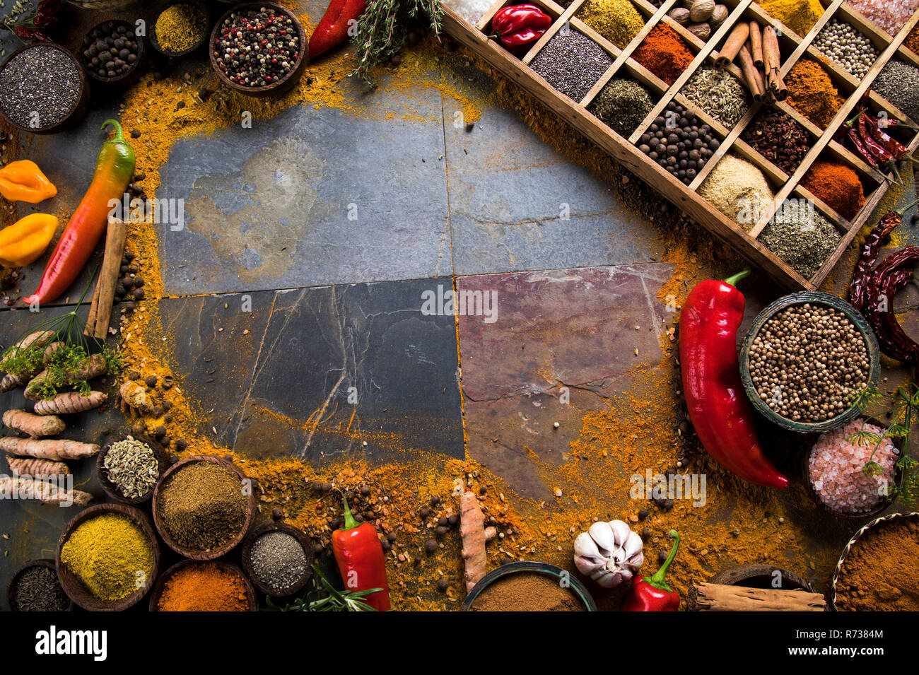Frame, Hot spices Stock Photo - Alamy