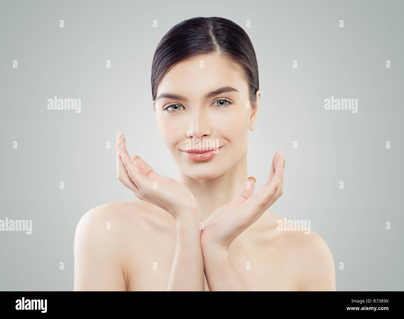 Smiling woman spa model with perfect skin. Facial treatment, spa and ...