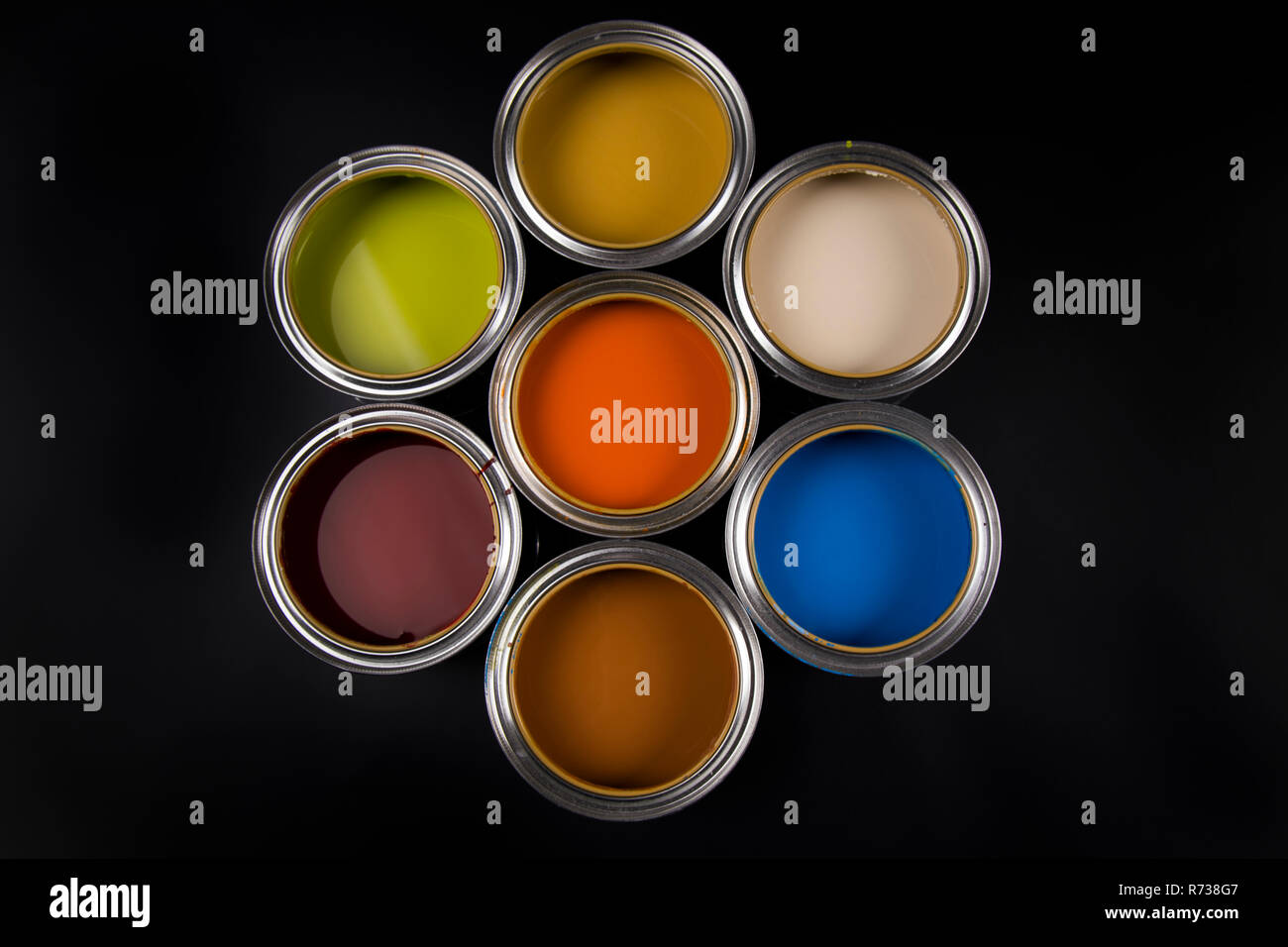 Colorful paint cans set Stock Photo - Alamy