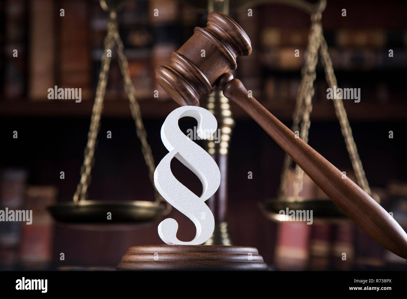 Verdict, Court gavel,Law theme, mallet of judge and paragraph sign ...