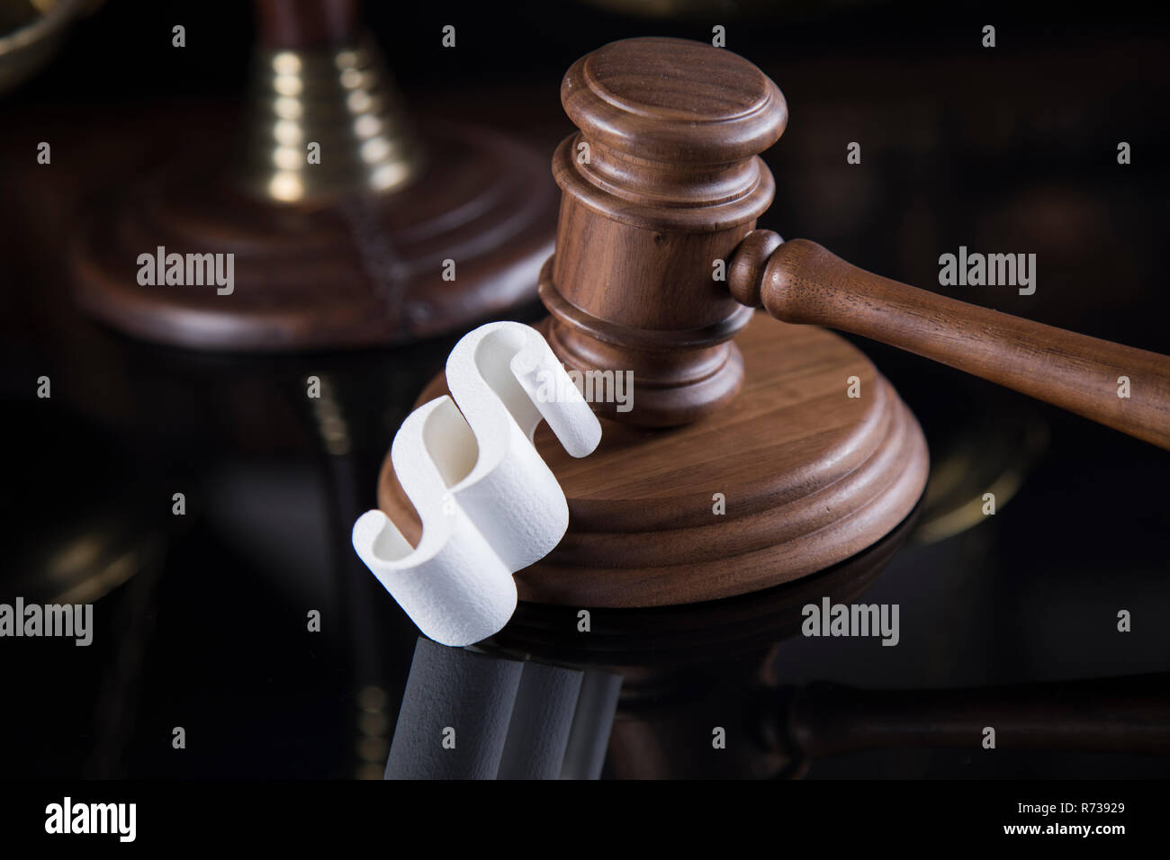 Mallet, Law, legal code and scales of justice concept and paragraph ...