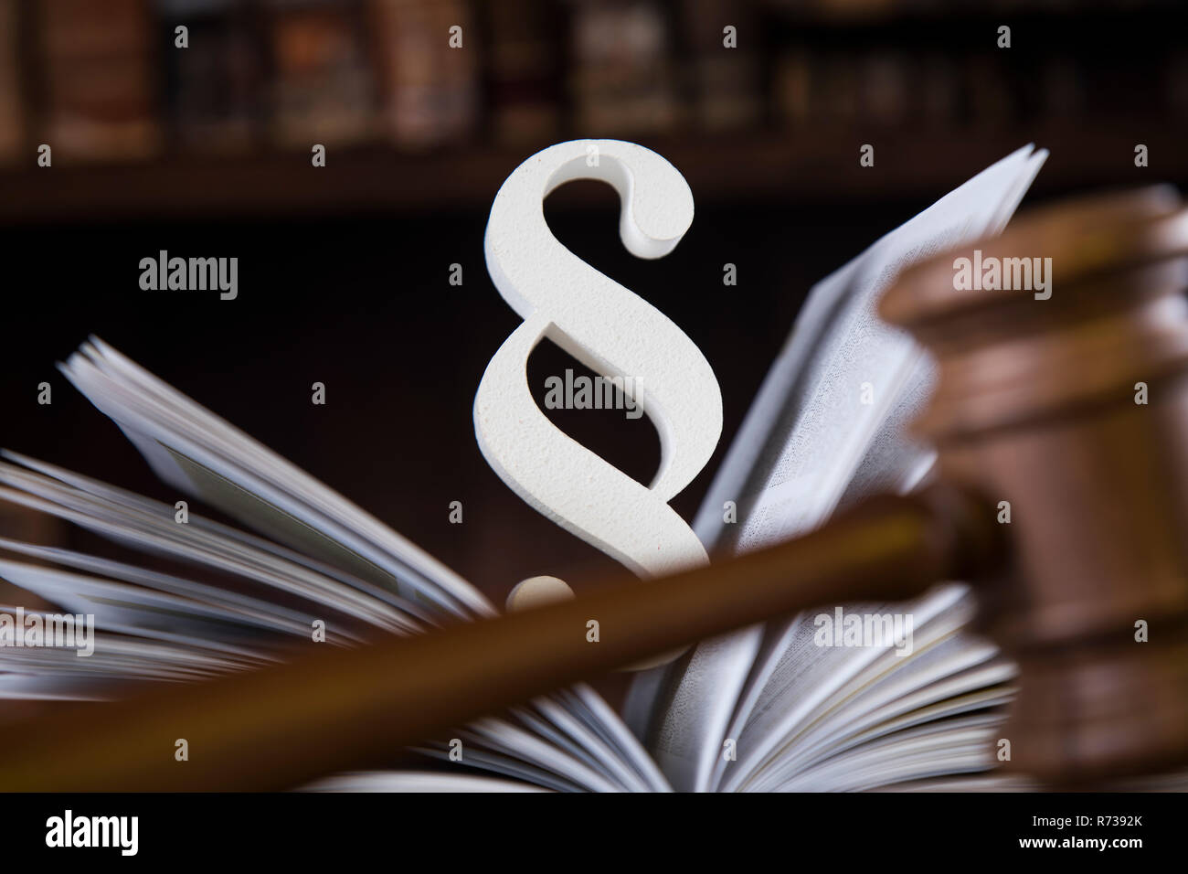Book, Law, legal code of justice concept and paragraph sign Stock Photo ...
