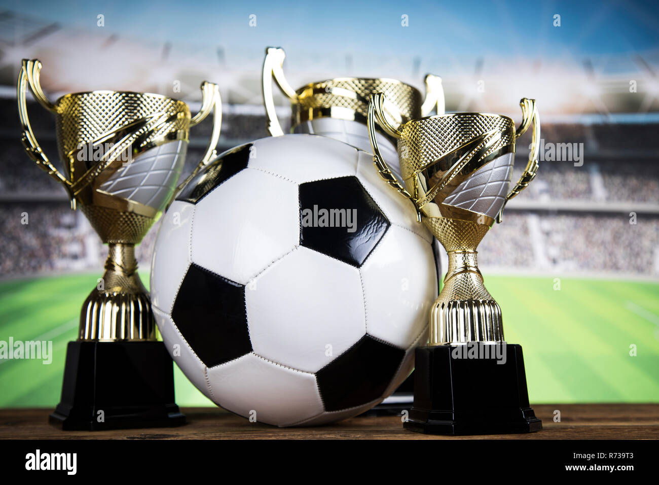 Trophy Winning, sport ball background Stock Photo - Alamy