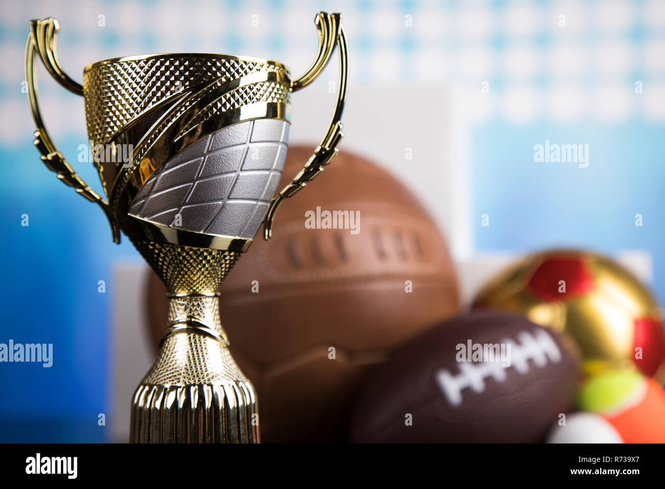 Achievement trophy, winning sport background Stock Photo - Alamy
