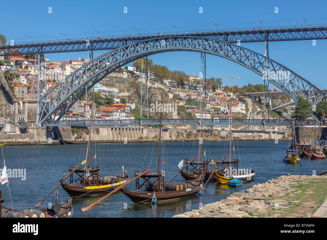 Porto/Portugal - 10/02/2018 : View of river Douro, with Rabelo boats on ...