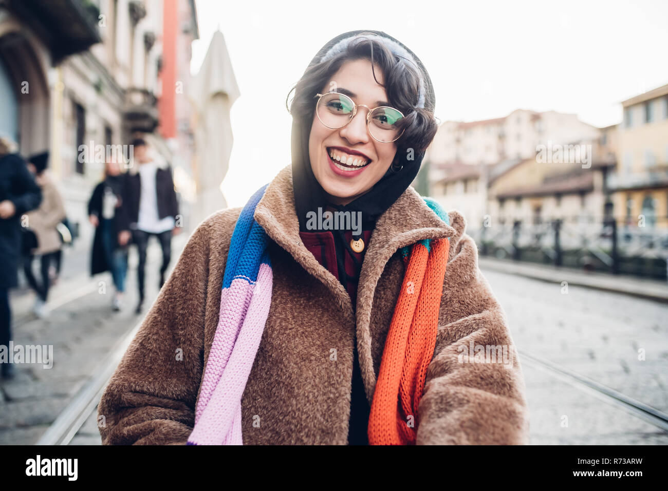 Woman wearing scarf italy hi-res stock photography and images - Alamy