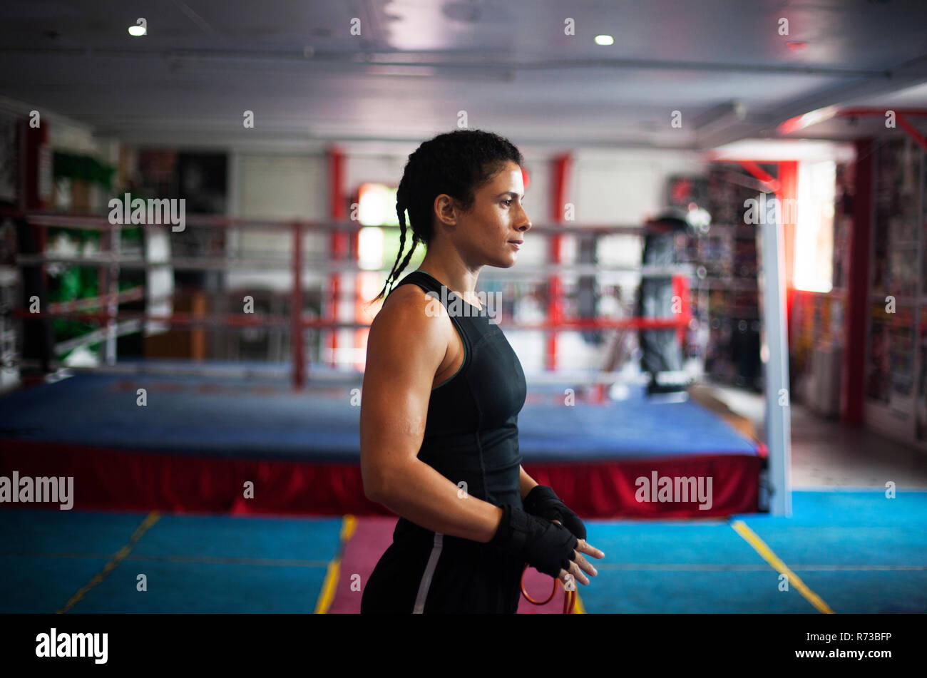 Muscular young female boxer in hi-res stock photography and images - Alamy