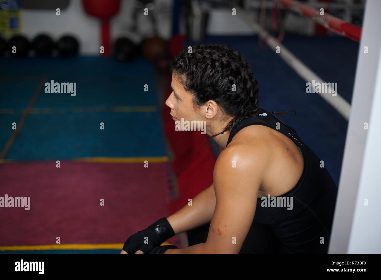 Muscular young female boxer in hi-res stock photography and images - Alamy