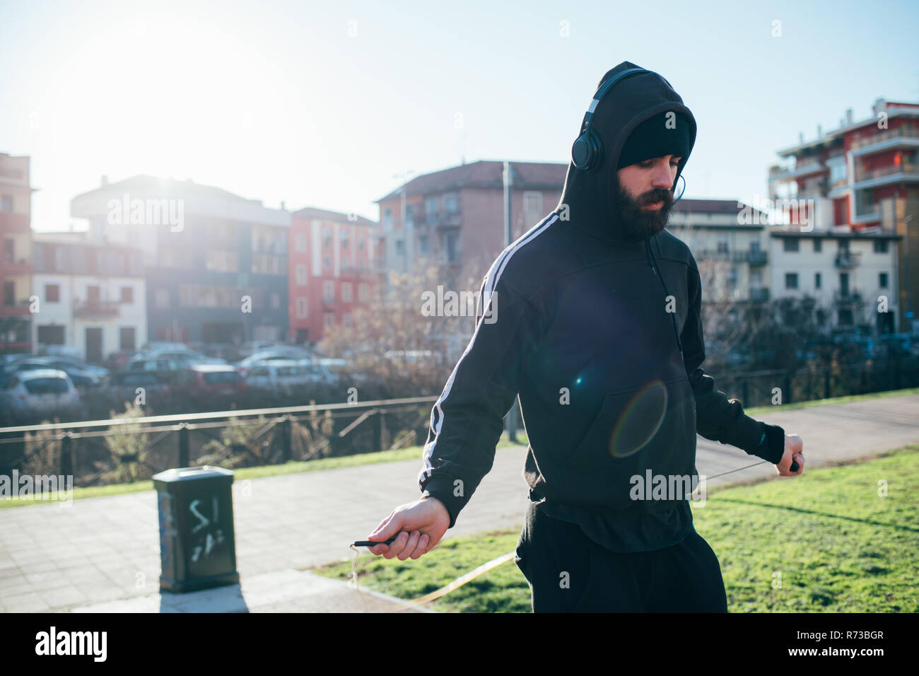 Man skipping rope outdoors not woman hi-res stock photography and ...