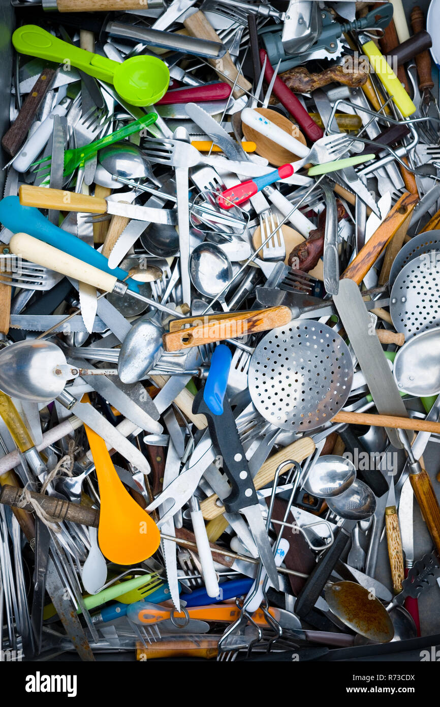 Pile of old utensils hi-res stock photography and images - Alamy
