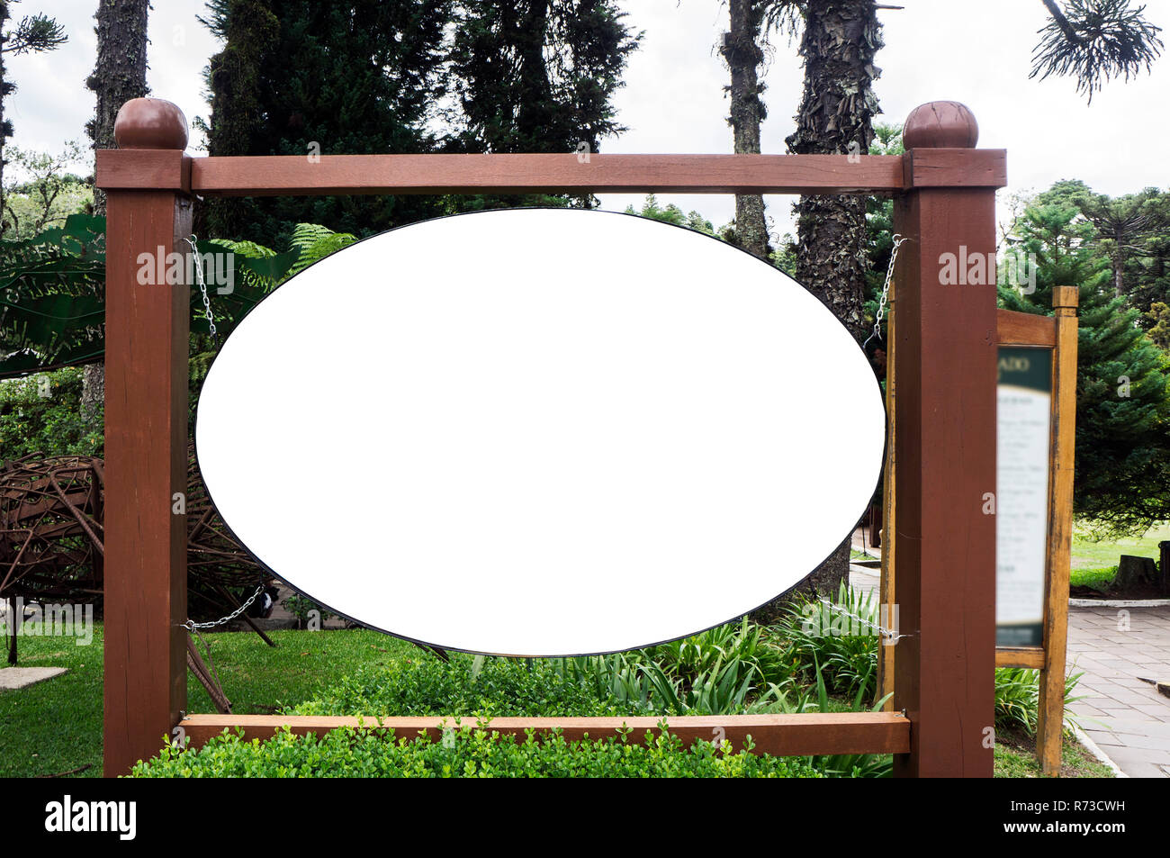 wooden frame round sign empty blank city Gramado Brazil Stock Photo - Alamy