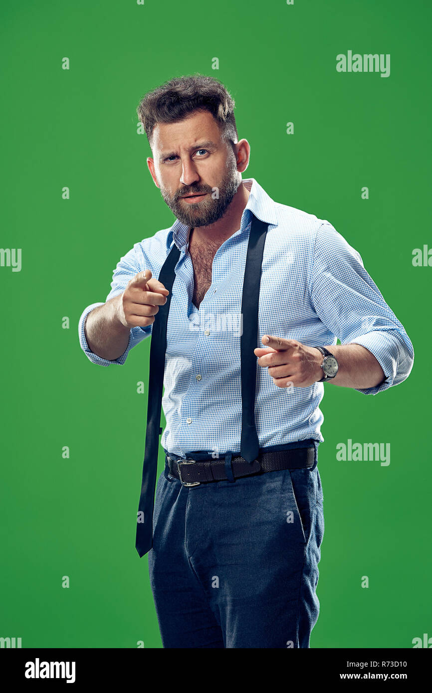 The overbearing businessman point you and want you, half length closeup ...