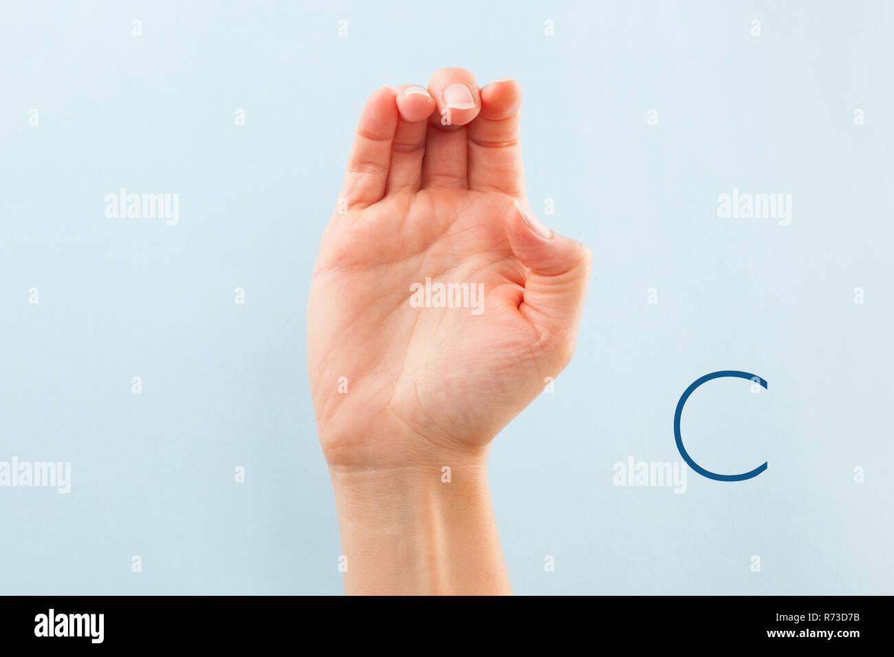 American sign language C Stock Photo - Alamy