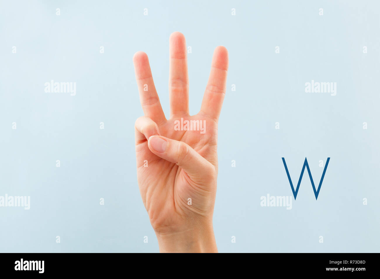 American sign language W Stock Photo - Alamy