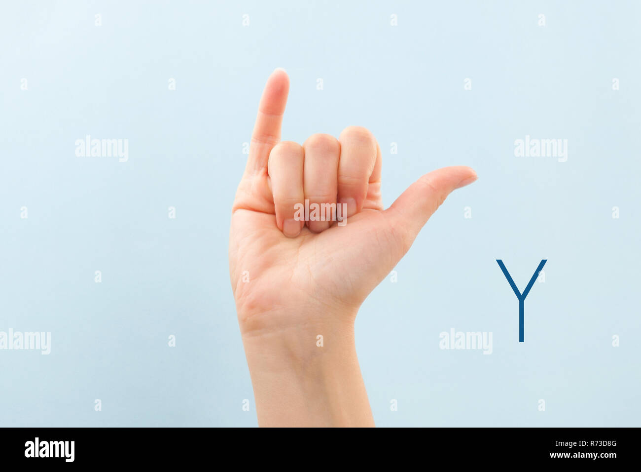 American sign language Y Stock Photo - Alamy